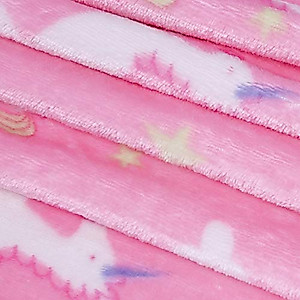Wearable Fleece Blanket with Sleeves & Foot Pocket for Kids Boys Girls Children,Lightweight Soft Blanket with Sleeves and Hook & Loop 48" x 48" Pink Unicorn