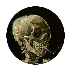 Skull of a Skeleton with Burning Cigarette Van Gogh Art PopSockets PopGrip: Swappable Grip for Phones & Tablets