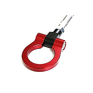 iJDMTOY Red Track Racing Style Tow Hook Ring Compatible with Nissan 370Z GT-R Juke Infiniti G37 Q50 Q60 QX60 QX70 etc, Made of Lightweight Aluminum