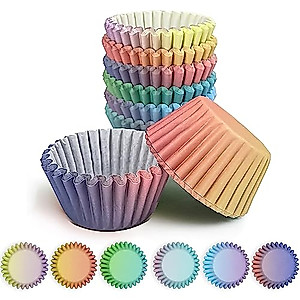 Mini Cupcake Liners Cupcake Cups 300-Count Food Grade Green Orange Gradient Design Cupcake Papers Baking Cups Cupcake Wrappers(Small Size) qiqee