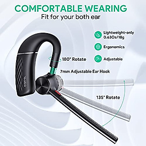 Yealink BH71 Bluetooth Headset, Wireless Bluetooth Earpiece with Noise Canceling Microphone, Teams & UC Compatible, Connect to Mobile Phone/Tablet PC, Mono Headphones for Business Office Trucker