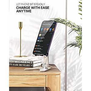 MoKo Tablet/Phone Stand, Foldable Aluminum Desk Phone Stand for iPhone/Tablet 4-11", Fit with iPhone 16/Pro/Pro Max/Plus, iPhone 14 Pro Max/14, iPad Air 4/Mini 6, iPad Pro 11, iPad 10.2 10th, Silver