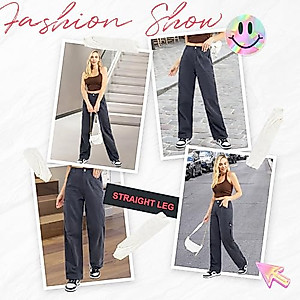 Znyeth Cargo Pants Women High Waist Baggy Jeans with 7 Pockets Casual Wide Leg Y19K Pants for Womens Work Pants Dark Gray 3XL