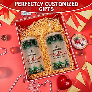 Tessco 50 Pack 16oz Sublimation Glass Blanks Frosted with Bamboo Lid Sublimation Beer Can Shaped Glass Wide Glass Cups Mugs Drinking Frosted Glass Tumbler with Straw, Sponge Brush, Straw Brush