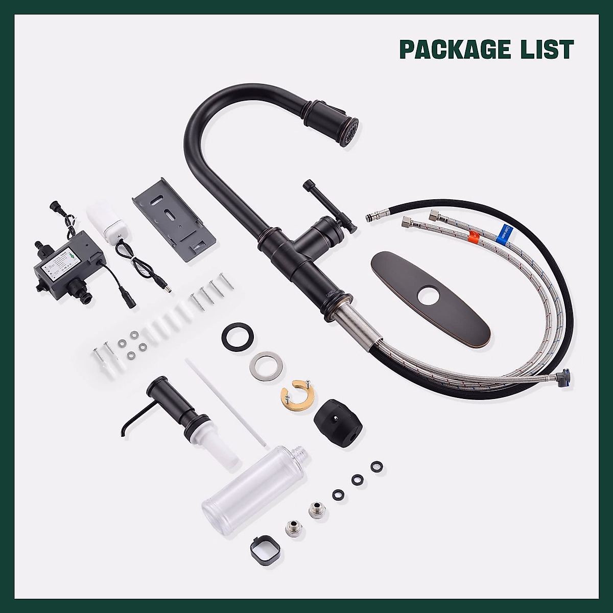 Touchless Oil Rubbed Bronze Kitchen Faucet with Soap Dispenser, DAYONE Single Handle Faucets for Kitchen Smart Motion Sensor Activated Hands-Free Pull Down, Robinet de Cuisine sans Contact