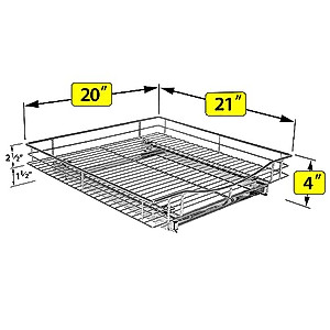 LYNK PROFESSIONAL® Pull Out Cabinet Organizer - Lifetime Limited Warranty - Slide Out Drawers for Kitchen Cabinets - Sliding Pantry Shelves - Roll Out Shelf Storage for Pots, Pans - 20"W x 21"D Chrome