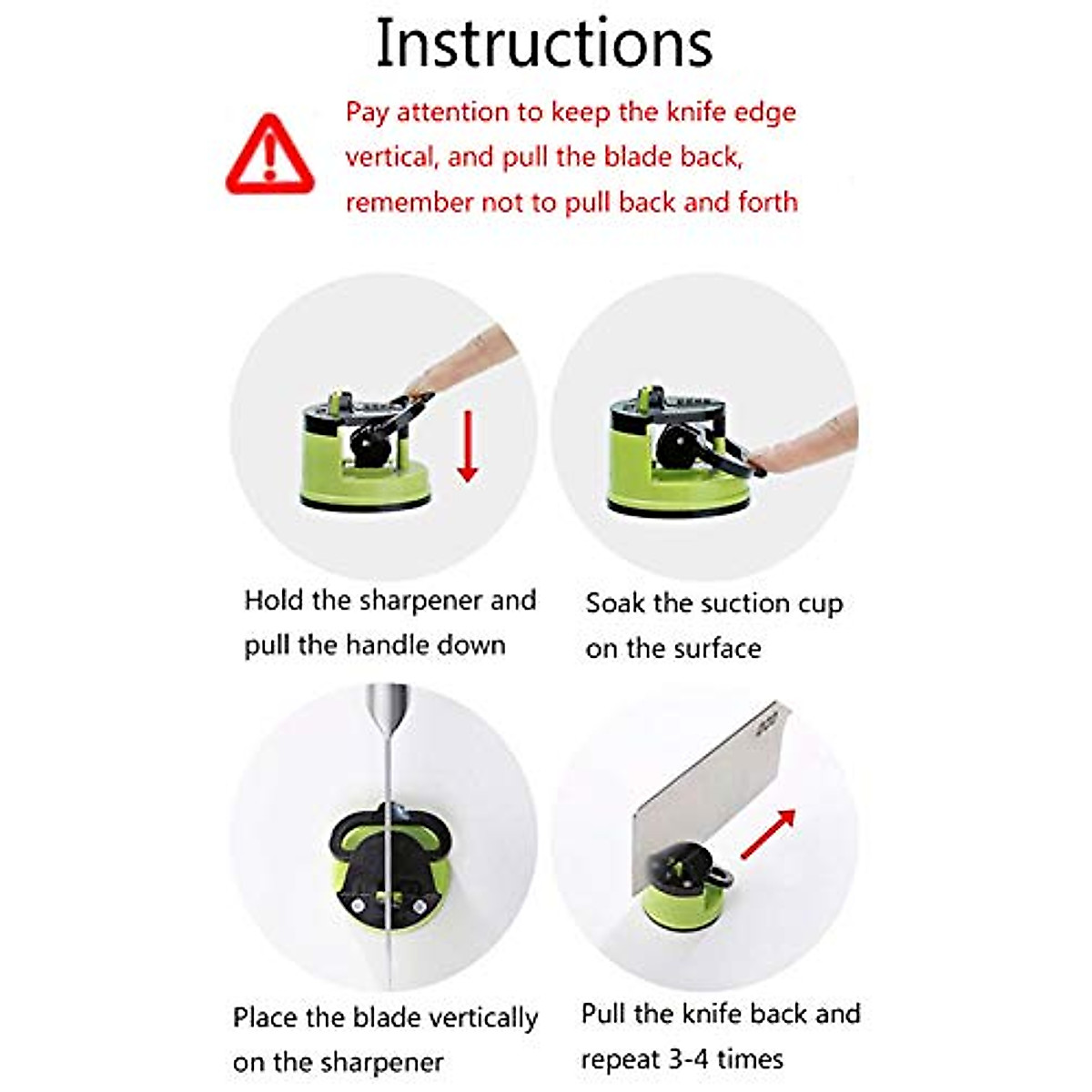 MS.CLEO 2 Pack Cup sharpener - Knife Sharpener, Kitchen Knife Sharpener with Suction Cup, Sharpens Dull Knives Quickly (Red + Green)