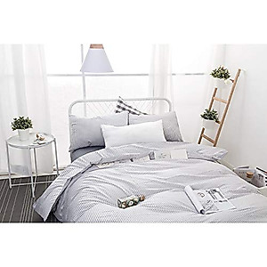 Wake In Cloud - Striped Comforter Set, 100% Cotton Fabric, Ticking Stripe Vertical Pinstripe Neutral Farmhouse Aesthetic, 3 Pieces Bedding Set, Gray, California King Size