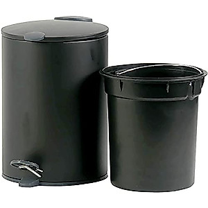 Kela Bathroom Trash Can with Soft Close, Step-On Lid, Black, 0.8 Gallons, 9 inches Tall, Small Waste