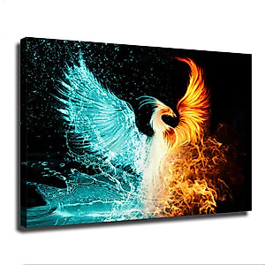 Ice and Fire Phoenix Nirvana Poster Canvas Print Wall Art Modern Bedroom Room Aesthetics Decoration Boys Women Gift Unframed and Framed (08x12inch-No Framed)