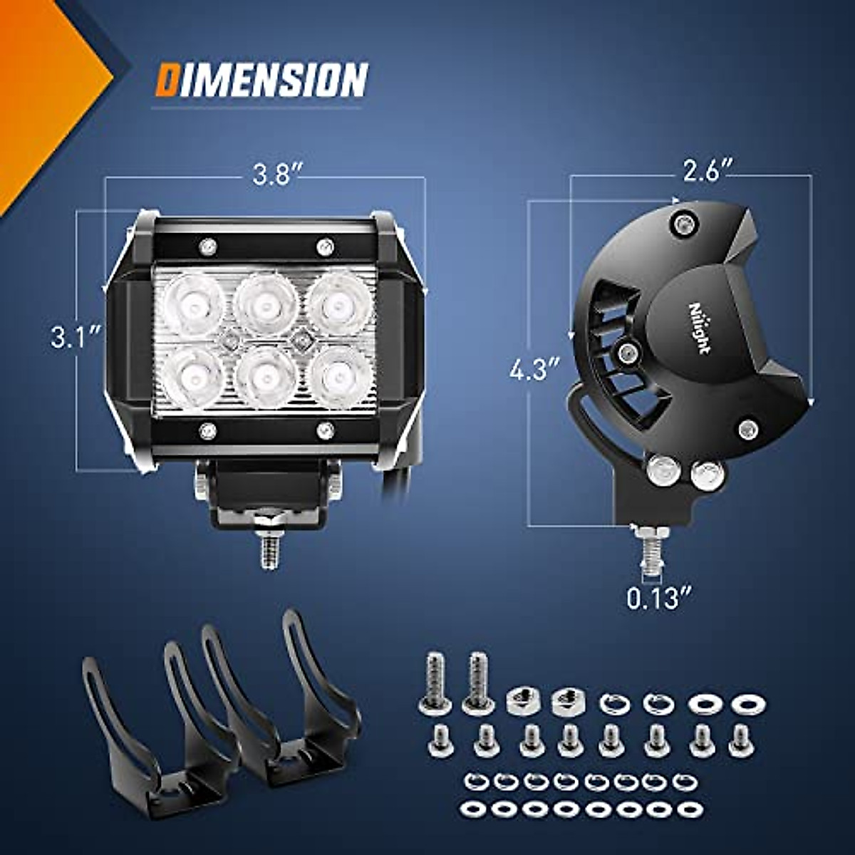 Nilight 4" Led Light Pod Green Spot Driving Fog Light 2PCS 18W Off Road Fishing Hunting Emergency Safety Signal Deck Trailer Hunting lights for UTV Pick-up Van Boat Tractor, 2 years Warranty