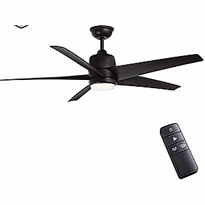 Hampton Bay Mena 54 in. White Color Changing Integrated LED IndoorOutdoor Matte Black Ceiling Fan with Light Kit and Remote Control, (99919)