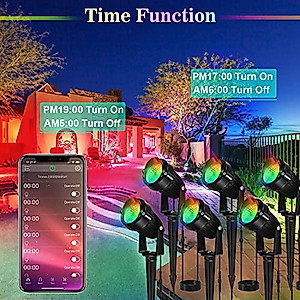 Remon Outdoor Smart RGB Landscape Lights, 30W Low Voltage Remote Control Waterproof Spotlight for Garden Yard Patio Lawn Pathway Party