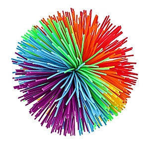 8 Pieces Monkey Stringy Balls Sensory Fidget Stringy Balls Soft Rainbow Pom Bouncy Stress Balls with Storage Bag, Multicolor (2.75 Inch 8 Pieces)