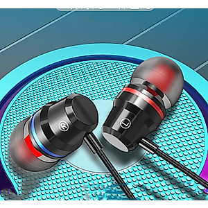 3.5mm Jack Volume Control Earbuds with Microphone in Ear Headphone Earphones for Galaxy A13 5G, A12 A13 A21 A22 A02S A03S A04S, S10 Plus, Note 9, Moto G Pure, One 5G Ace, Edge Plus, G9 Play (Black)