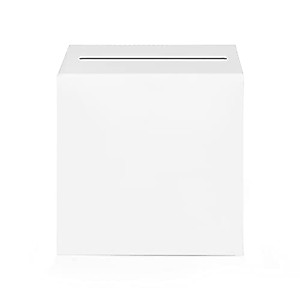 White Card Box Wedding Favors Post Box Cardboard Receiving Money Box Holder for Wedding Reception, Baby Showers,Anniversary, Birthday Party, Graduation Table Centerpiece Decorations