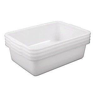 Afromy 4 Packs 35 L Large Bus Tub, Plastic Commercial Utility Bus Boxes Set, White