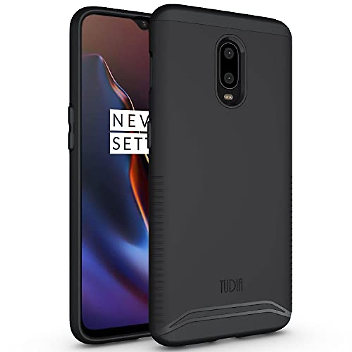 TUDIA DualShield Designed for OnePlus 6T Case, [Merge] Dual Layer Heavy Duty Slim Hard Case for OnePlus 6T (Matte Black)