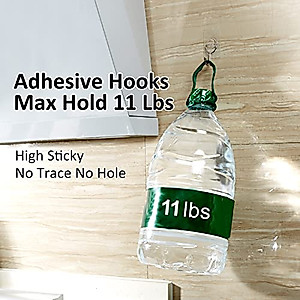 LOUXPERT Wall-Hooks Adhesive-Hooks for Hanging - 11 lbs 8-Hooks, Clear Sticky-Hooks, Stainless Steel Wall Hanger, Wall Hooks for Hanging, Bathroom Hanging Hooks (Clear)