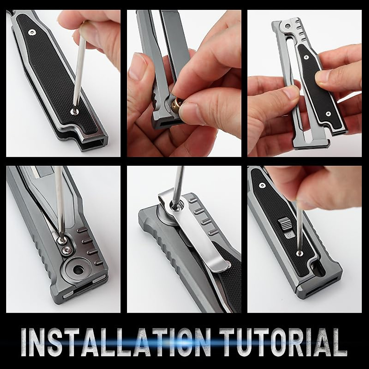 Generic Folding Pocket Knife Kit, Tactical Locking Pocket Knife, 3.15"" D2 Steel Blade, T6 Aluminium Inlay G10 Handle, Camping Folding Knife for Men Woman