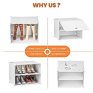 Shoe Rack Organizer,6 Tier Shoe Organizer for Closet, Stackable 24 Pair Covered Shoe Rack Shoe Shelves Shoe Storage Shoe Cabinet for Entryway Bedroom Hallway（White）