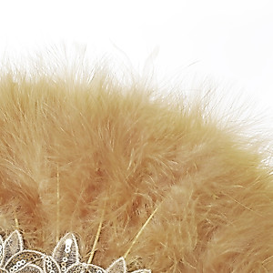 BABEYOND 1920s Marabou Feather Fan - Vintage Handheld Fan Bridal Feather Bouquet Bridesmaids Fan for Wedding (Yellow)