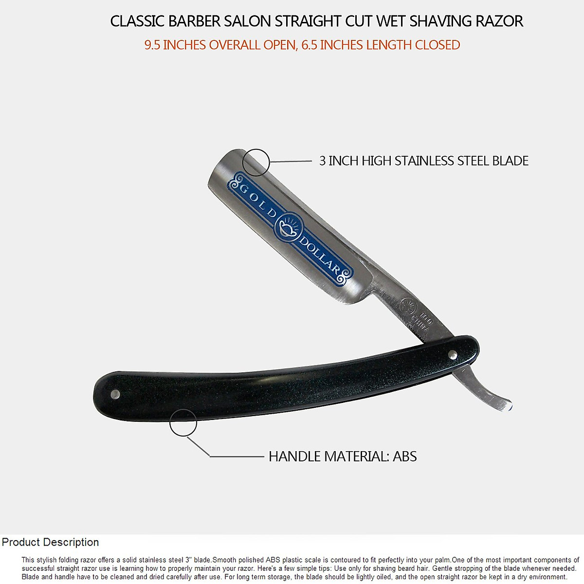 Classic Barber Salon Straight Cut Wet Shaving Razor