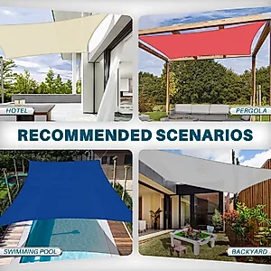 Coarbor 12'x14' Sun Shade Sail Outdoor Canopy Cover Rectangle Heavy Duty Shade Cloth for Backyard Yard Deck Patio Garden Outdoor, Beige