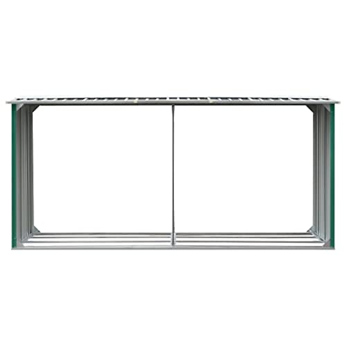 YEZIYIYFOB 11x3 FT Garden Log Storage Shed Galvanized Steel Firewood Storage Rack Outdoor Garden Log Timber Cabin Storage House Shelter Carrier 129.9"x36.2"x60.2" + Green