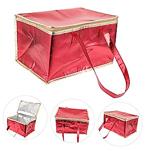 GRIRIW Insulated Bag Pizza Carrier Bag Warmer Bags Food Decor Insulated Food Bag Insulated Pizza Bag Cooler Bags Insulated for Travel Decorative Thermal Food Bag Film Red