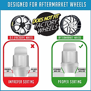 Wheel Accessories Parts 32 Pcs M14 x 2 14 x 2 Thread Bulge Acorn 1.90" Long Lug Nuts Chrome 3/4" 19mm Hex Fits 2000-02 Ford Excursion 1999-2003 F250 F350 Super Duty