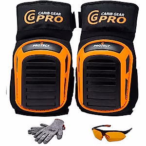 Knee Pads for Flooring and Roofing Work Kneepads With Soft Foam Padding Cushion, No-Slip Stabilizer, Double Straps Clip, For Professional Men And Women Cut resistance Glove Safety Glasses