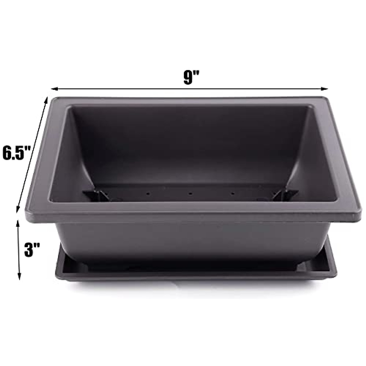 Yesland 6 Pack Bonsai Training Pots - 9 Inches Classic Deep Humidity Trays with Built in Mesh - Plastic Square Pot & Bonsai Plants Growing Pots