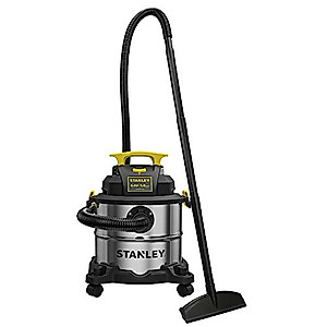 Stanley SL18115 Wet/Dry Vacuum, 4 Horsepower, Stainless Steel Tank, 5 Gallon, 4.0 HP, 50" Sealed Pressure, Silver+Yellow