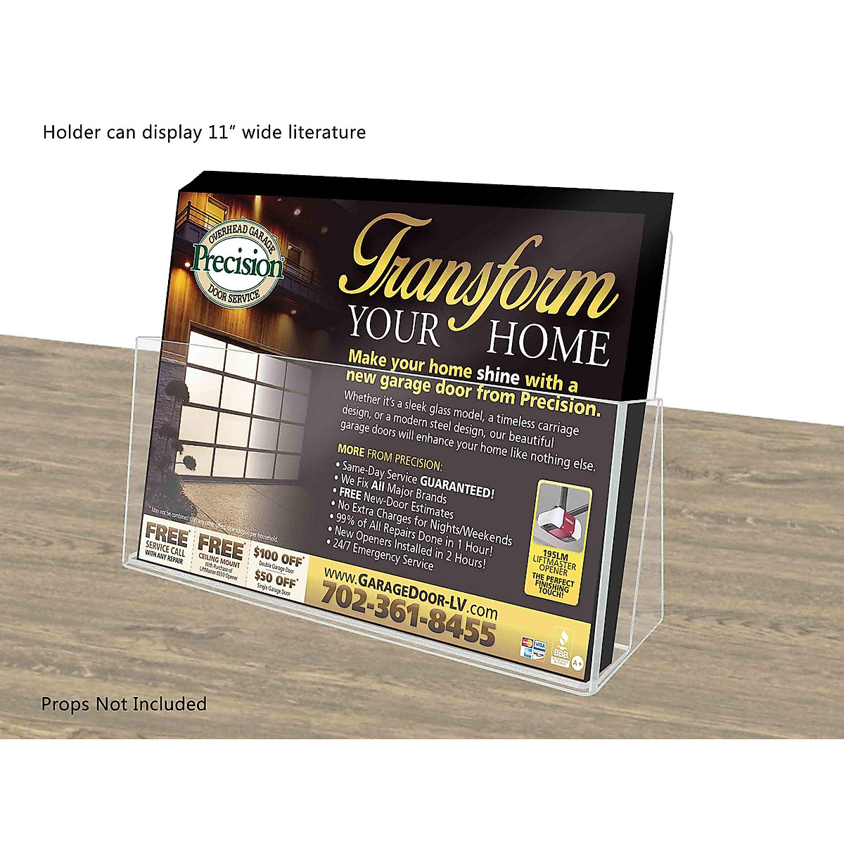 Marketing Holders 5 Pack Brochure Holders Display Stand 11" W Landscape Freestanding Literature Holder Portable Durable Perfect for Customer Areas Clear Acrylic