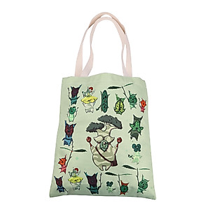 ZJXHPO The Legend Of Dad Tote Bag Zelda Korok Reusable Grocery Shopping Bag Zelda Shoulder Bag Korok Dad Handbag Gamer Gift (Green Tote)