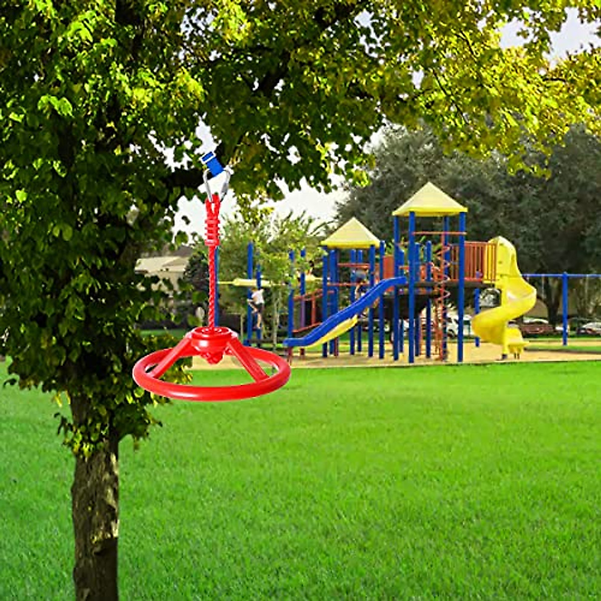 Gardtech Ninja Wheel Obstacle, Swing Spinning Wheels - Gymnastic Wheel, Swing Wheel for Backyard Warrior Obstacle Course Jungle Gym Slackline Kits (Red)