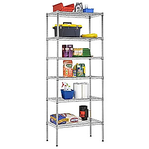 BestOffice Adjustable Wire Shelving Storage Shelves Heavy Duty Shelving Unit for Small Places Kitchen Garage (Chrome, 13" D x 23" W x 59" H)