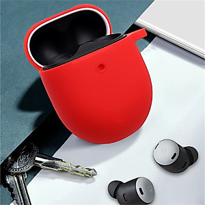 for Google Pixel Buds Pro Silicone Case Anti-Fall Anti-Scratch Shockproof Protective Cover with Keychain (Yellow)