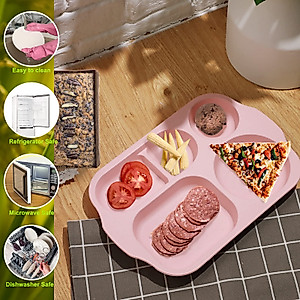 8 Pieces Large 12 Inch Unbreakable Divided Plates Dinnerware Set Microwave Dishwasher Tray Lightweight Plates Unbreakable Tableware for Kitchen Picnic