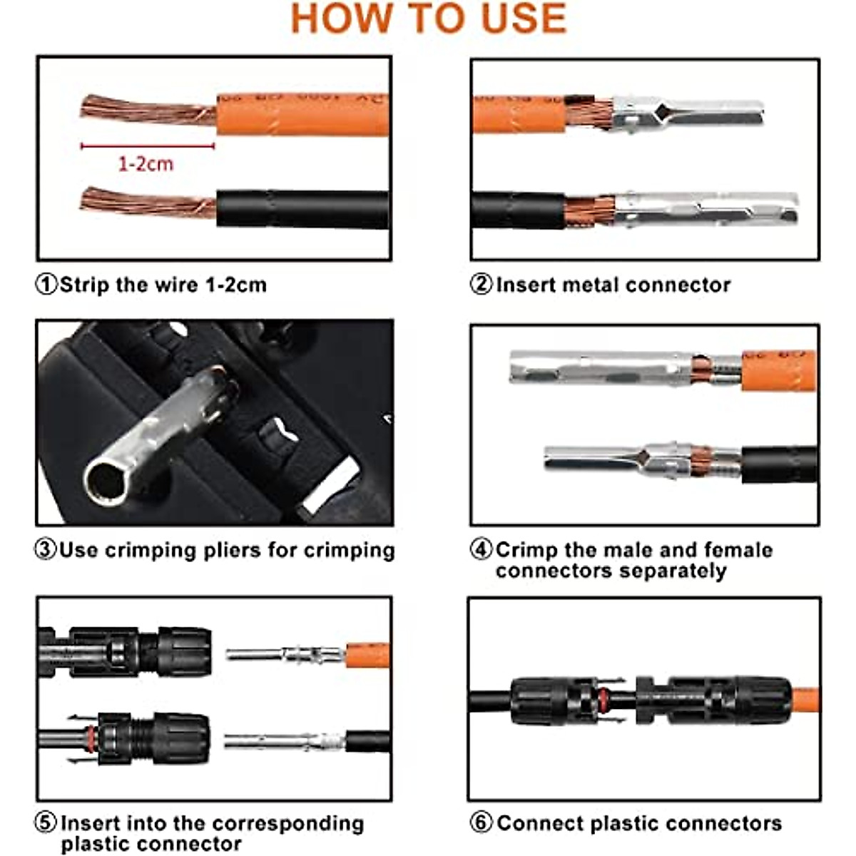 Preciva Solar Crimping Tool Kit for 2.5-6.0mm²/AWG26-10 Solar Panel PV Cable with 10PCS Male Female Solar Panel Cable Connectors and 2PCS Spanners Wrench