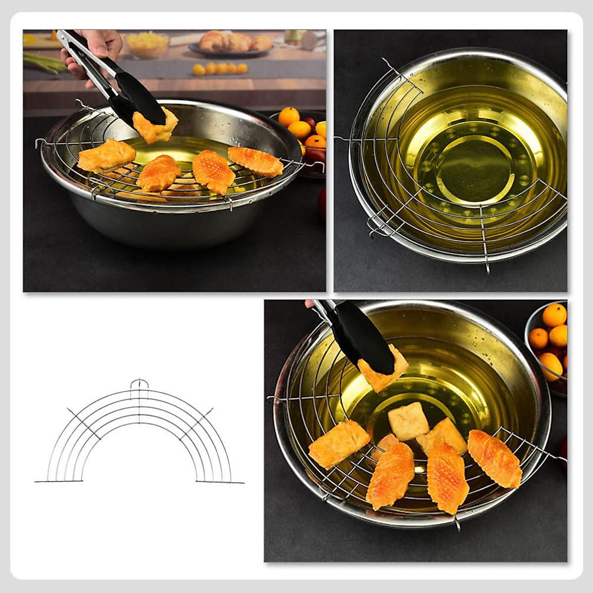 Hemoton Drain Rack Clothes Drying Rack Wok Griddle Grill Tool Wire Rack for Baking Sink Drying Rack Cooling Stainless Steel Drain Oil Rack Grill Rack Frying Oil Filter Rack Food Rack Fried