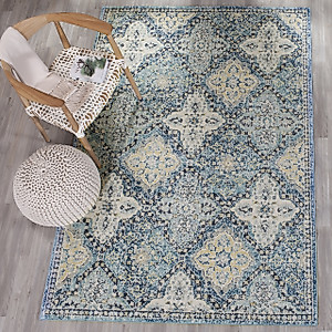 SAFAVIEH Evoke Collection 10' x 14' Light Blue/Ivory EVK274C Boho Trellis Non-Shedding Living Room Bedroom Dining Home Office Area Rug