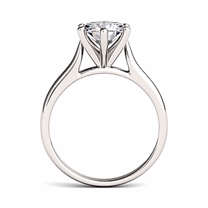 Charles & Colvard Created Moissanite 7.5mm Round Cut Solitaire Engagement Ring for Women | 1.5 cttw DEW | Lab Grown | Solid 14K White Gold with Rhodium | Size 5.5
