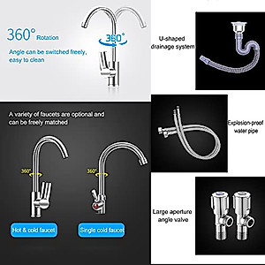 Utility Stainless Steel Single Bowl Kitchen Sink,Commercial Restaurant Movable Free-standing Sink,Laundry Sink,Portable Sink,with Faucet,Drainer,Drain Pipe,Storage Shelf,for Farmhouse,Outdoor,Garage (