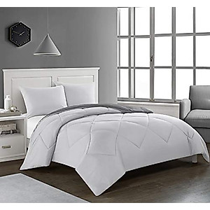 Casa Logan All Season Ultra-Soft Alternative Reversible Easy-Wash Lightweight Microfiber Comforter Set, Twin, Light and Dark Grey