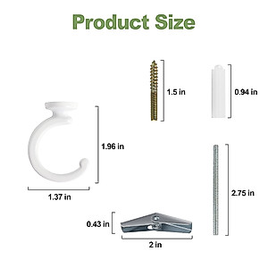 Aidoclip 2PCS Ceiling Hooks for Hanging Plants,Heavy Duty Plant Swag Hooks,Hanging Planter Wall Hook, Indoor and Outdoor Plant Hangers