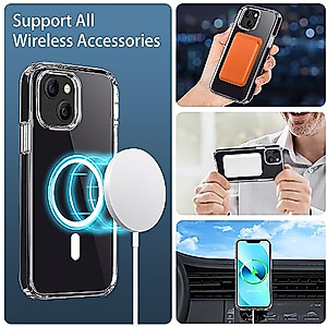Hsefo Magnetic Case Compatible with iPhone 13 Mini Case, Compatible with MagSafe Wireless Charging, Transparent Anti-Scratch Back Shockproof Protective Slim Thin Phone Case Cover, Clear