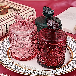 RockTrend Relief Butterfly Coloured Glass Storage Jar Candy Dish Swab Box with Lid