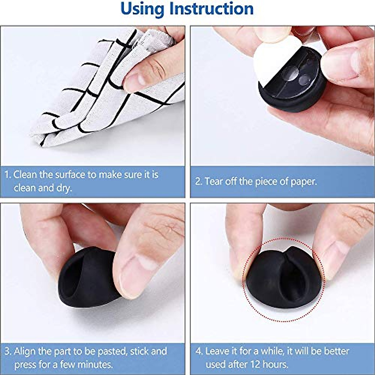 Wire and Cable Clamp Holder, Self-Adhesive Desktop Data Cable Clamp, Multifunctional Round USB Wire Clamp for Home Office and Car, Non-Toxic Material Durable Clamp